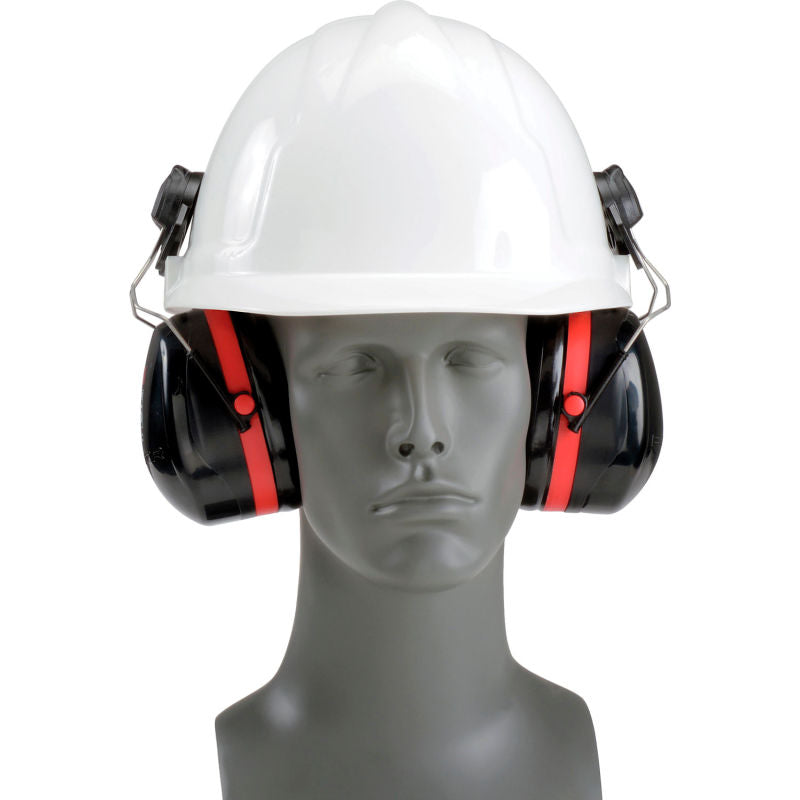 3M PELTOR™ Optime 105 Cap-Mount Earmuffs NRR 26, Black & Red – Great ...