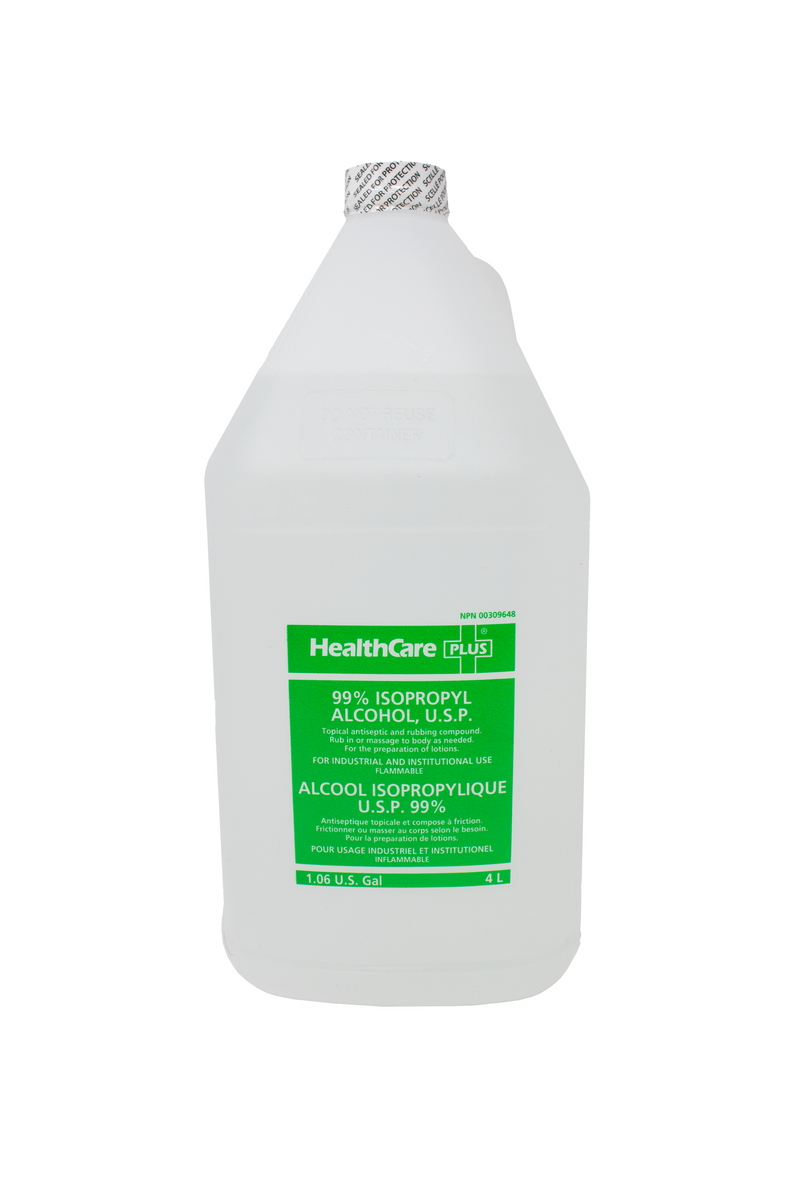 HealthCare Plus Isopropyl Alcohol 99% U.S.P. 4L Bottle – Great Lakes Supply