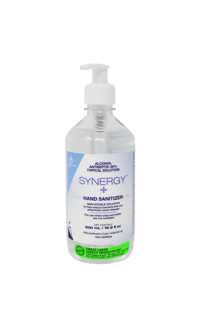 Synergy 80% Alcohol Liquid Hand Sanitizer 500mL Bottle – Great Lakes Supply